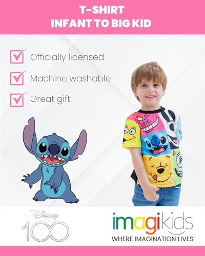 Disney D100 Stitch Mickey Mouse Winnie The Pooh Toddler Boys T-Shirt Multicolor 2T