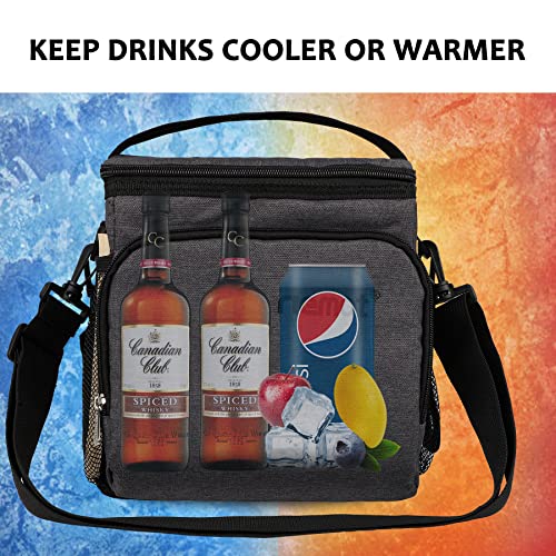 riemot Insulated Cup Holder Universal Organizer With Straps - Fits Roll on Luggages Scooters Strollers Shopping Carts Travel Accessories Cooler Bag Grey 900 ml