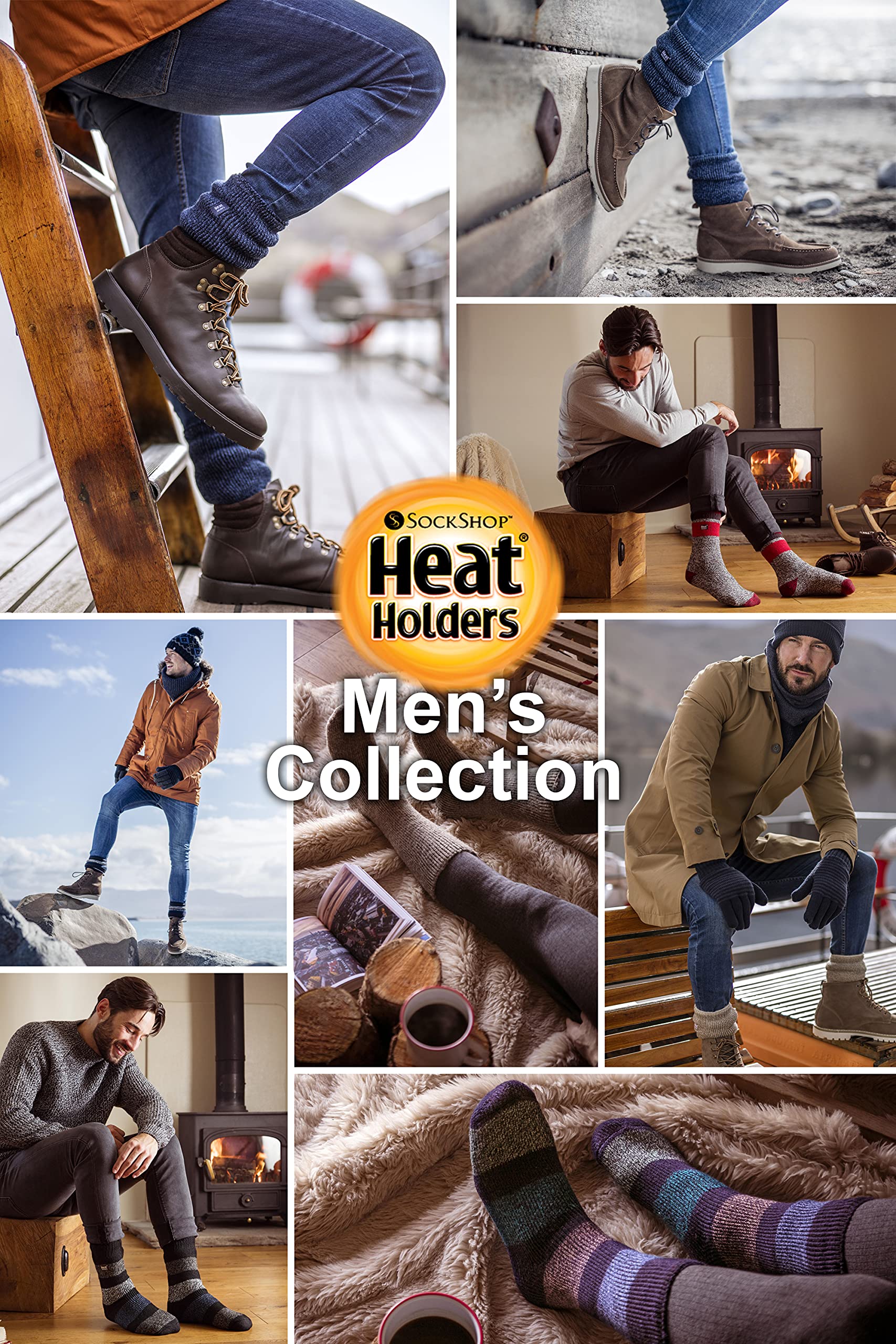 Heat Holders - Mens Winter Warm Thick Bigfoot Thermal Crew Socks Size 13-15 US (Red)