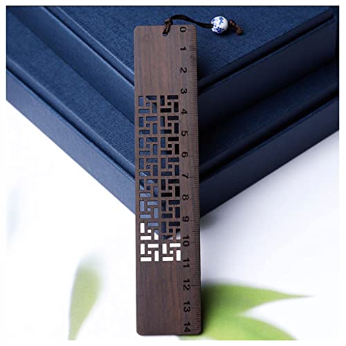 GGFLY Retro Rosewood Multifunctional Ruler Bookmark Chinese Style Gift Exquisite Carving Office Reading Book Clip Stationery