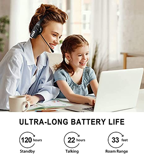 Bluetooth Headset with Microphone,Trucker Bluetooth Headset with Noise Cancelling,22Hrs Call Time,V5.0 Wireless Headset with Mute Button,On Ear Headphones for Cell Phones Business Office