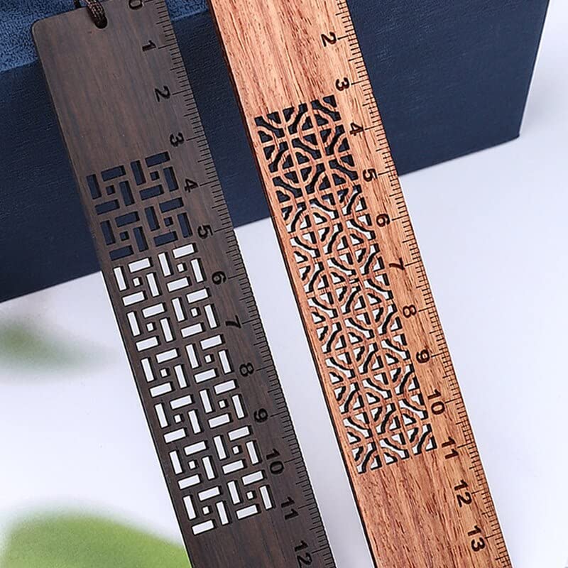 GGFLY Retro Rosewood Multifunctional Ruler Bookmark Chinese Style Gift Exquisite Carving Office Reading Book Clip Stationery