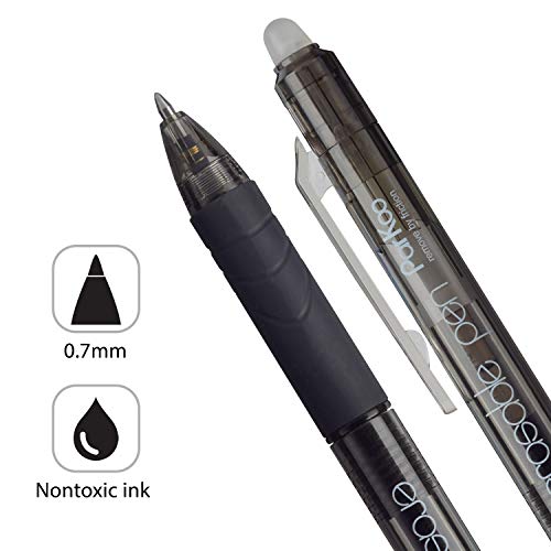 ParKoo Retractable Erasable Gel Pens Clicker, Fine Point, Make Mistake Disappear, Black Ink for Note Taking and Crossword Puzzles, 6-Pack