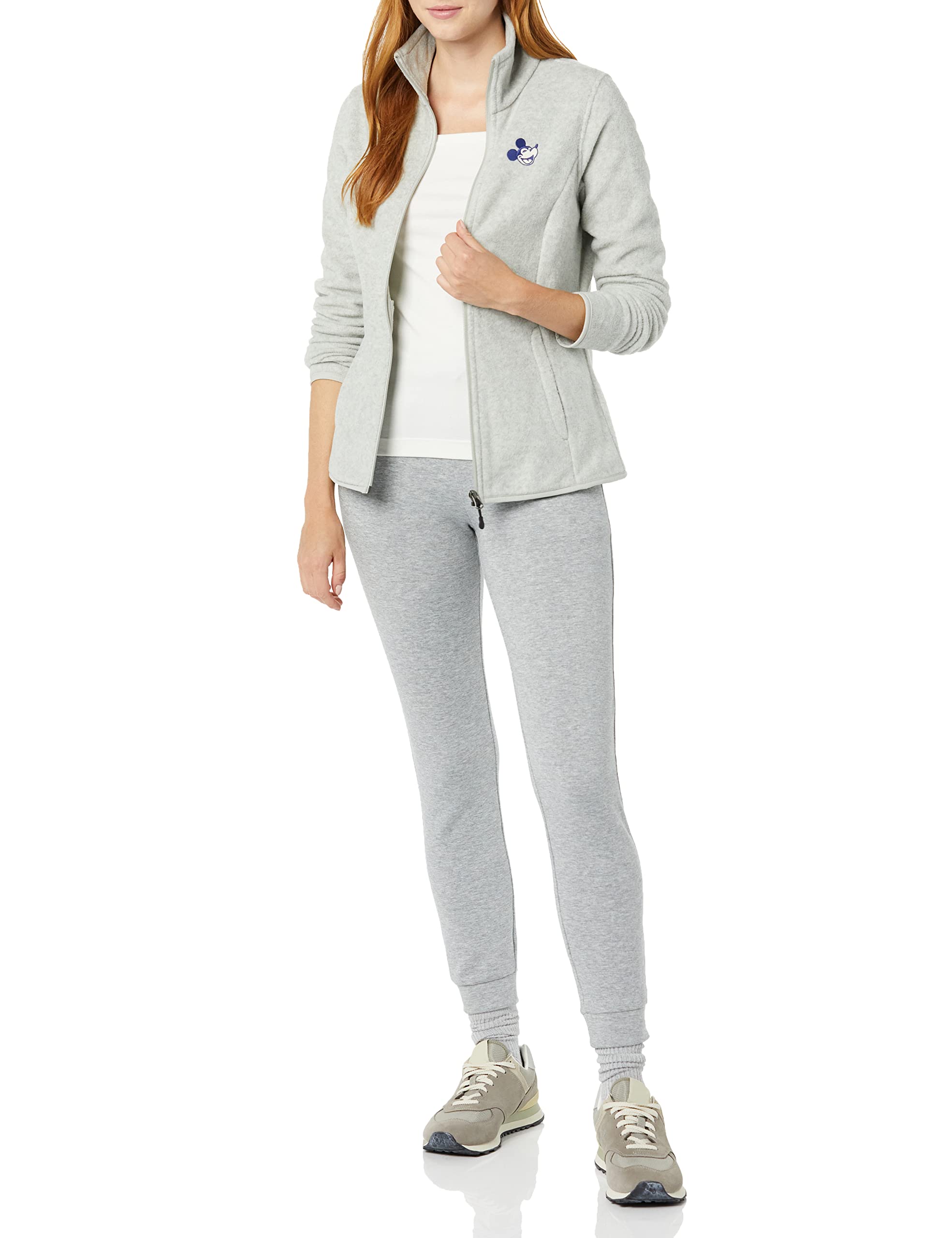 Amazon Essentials Disney | Marvel | Star Wars | Princess Women's Polar Fleece Full-Zip Mock Jackets, Happy Mickey, Medium