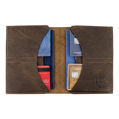 Hide & Drink, Double Passport Organizer with Card Slots, Bifold Passport Case, Rustic Card Holder, Travel Accessory, Full Grain Leather, Handmade, Bourbon Brown