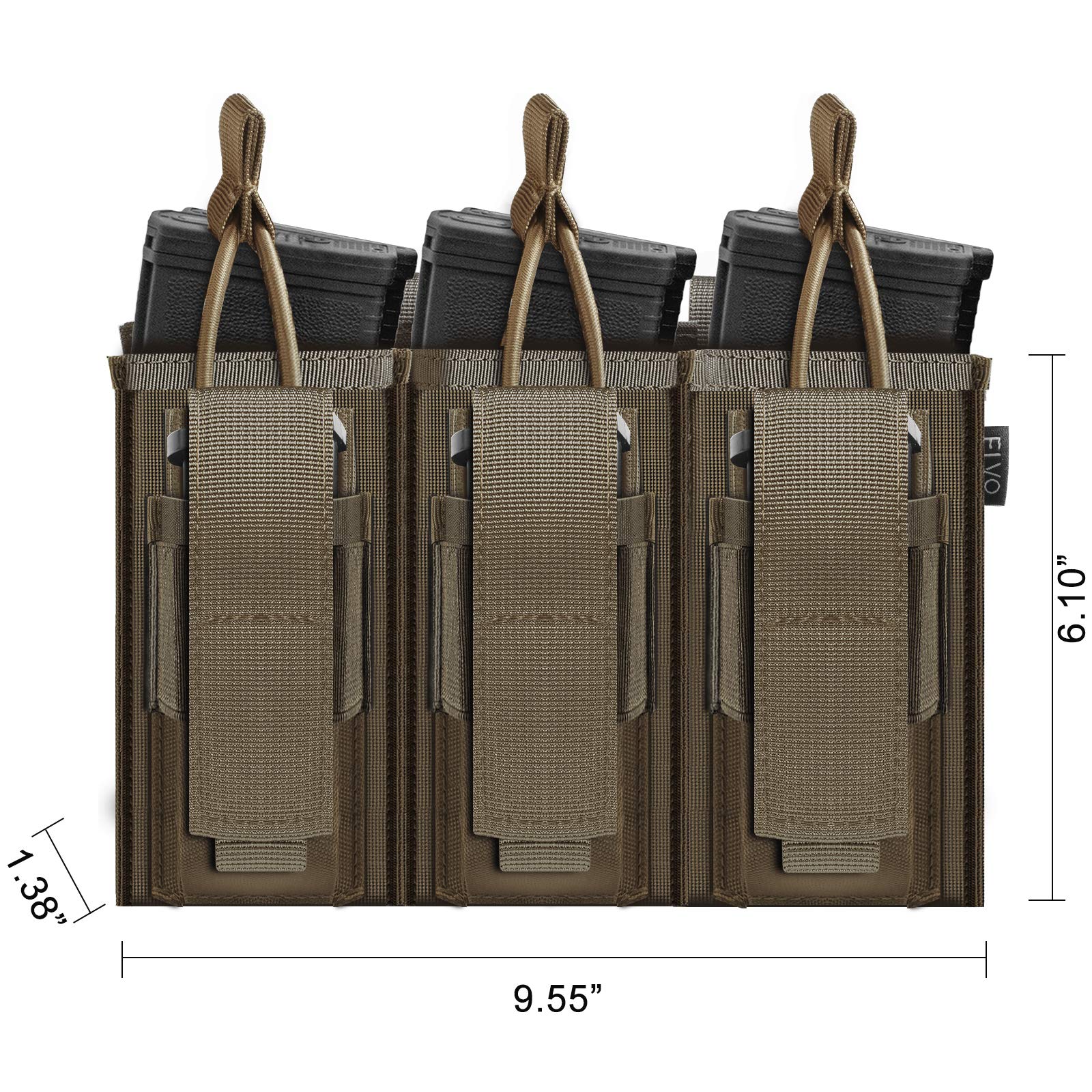 ELVO Tactical Molle Mag Pouch, Open-Top Molle Double/Triple Stacker 5.56 7.62 Magazine Pouches Holder Carrier for Rifle M4 M14 G36 HK416 AR-15 and Glock 17 19 M1911 9MM Magazines Holster