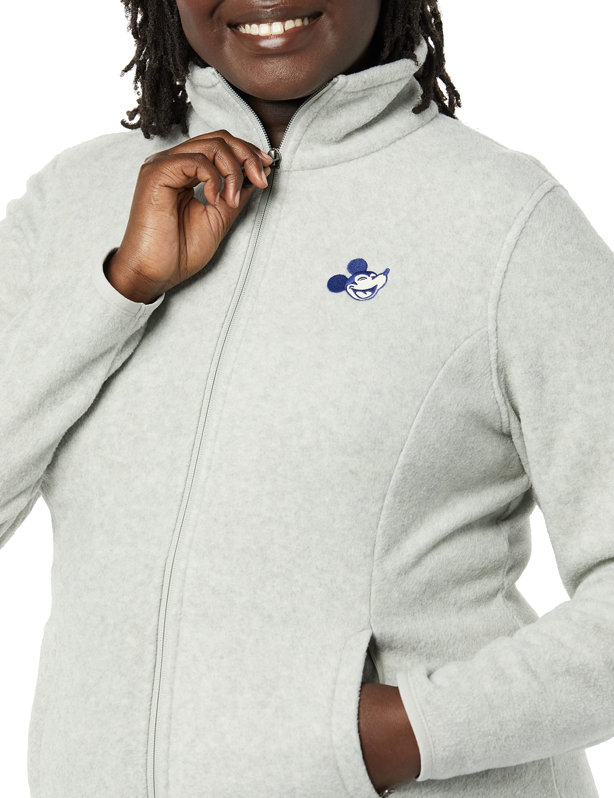 Amazon Essentials Disney | Marvel | Star Wars | Princess Women's Polar Fleece Full-Zip Mock Jackets, Happy Mickey, Medium