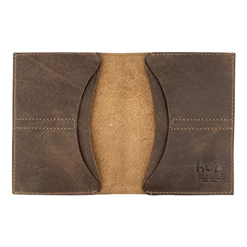 Hide & Drink, Double Passport Organizer with Card Slots, Bifold Passport Case, Rustic Card Holder, Travel Accessory, Full Grain Leather, Handmade, Bourbon Brown