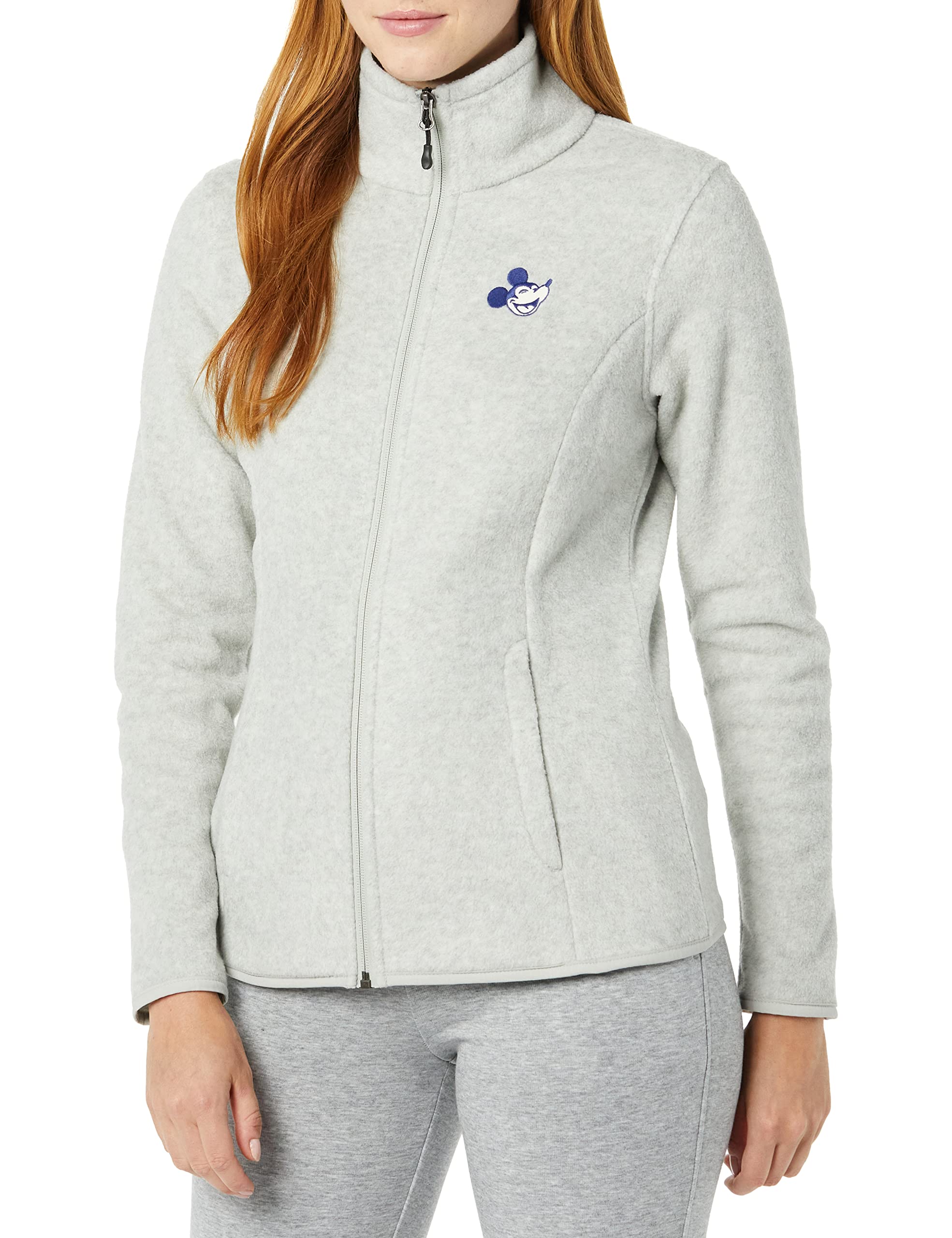 Amazon Essentials Disney | Marvel | Star Wars | Princess Women's Polar Fleece Full-Zip Mock Jackets, Happy Mickey, Medium