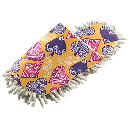 Mandala Poker Mop Slippers Shoes Cover for Floor Cleaning Washable Dust Hair Dirty Cleaners Microfiber Mop Socks for Kitchen Office House