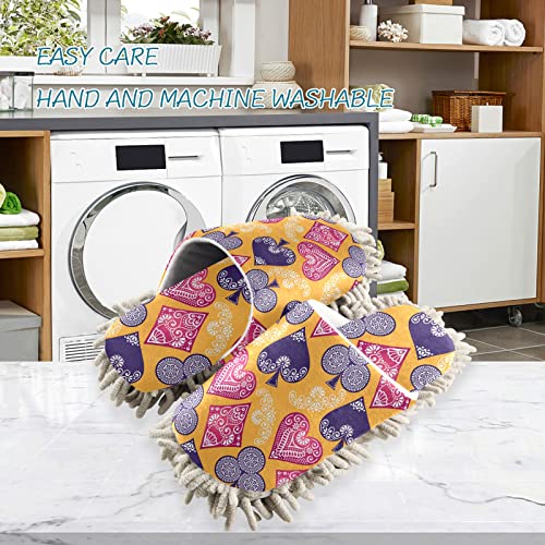 Mandala Poker Mop Slippers Shoes Cover for Floor Cleaning Washable Dust Hair Dirty Cleaners Microfiber Mop Socks for Kitchen Office House