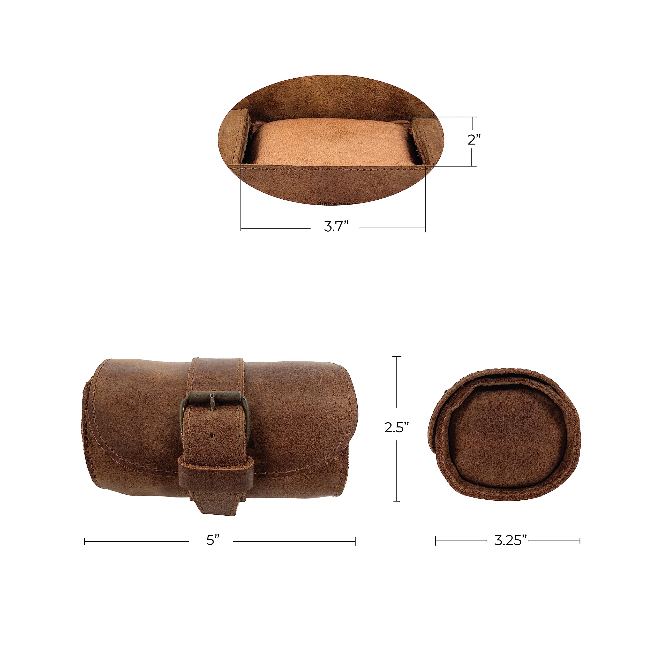 Hide & Drink, Cylinder Watch Case with Cushion, Storage Box, Jewelry Organizer, Travel Accessories, Full Grain Leather, Handmade, Bourbon Brown