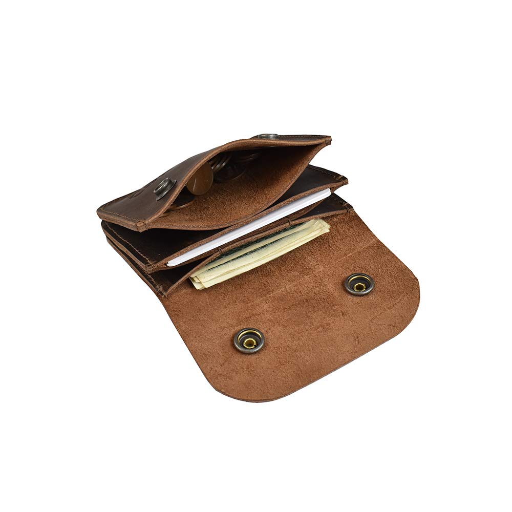 Hide & Drink, Wide Wallet with Slots for Cards, Coins, and Folded Bills, Cash Organizer, Coin Case, Travel Accessories, Full Grain Leather, Handmade, Bourbon Brown