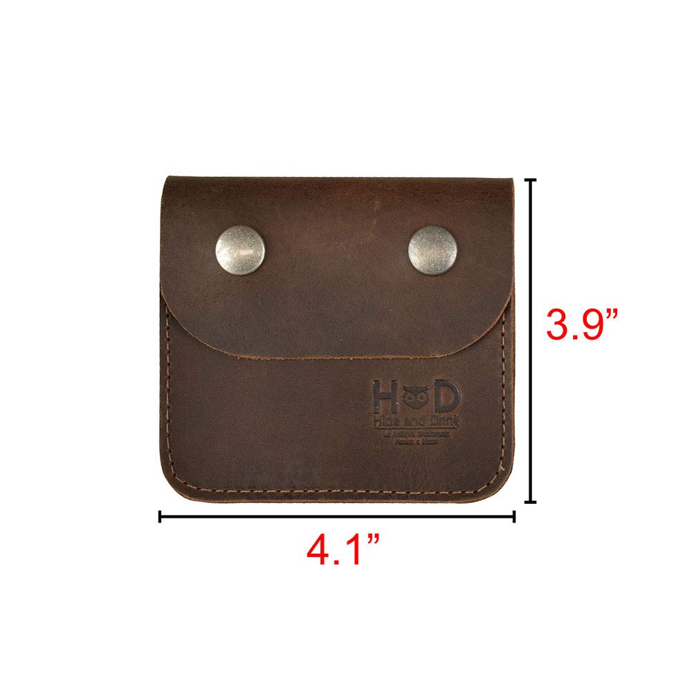 Hide & Drink, Wide Wallet with Slots for Cards, Coins, and Folded Bills, Cash Organizer, Coin Case, Travel Accessories, Full Grain Leather, Handmade, Bourbon Brown