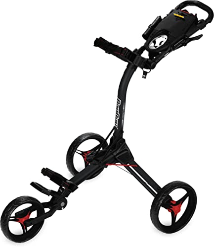Bag Boy Compact 3 Golf Push Cart, Easy Three-Step Open & Close, Scorecard Console, Beverage Holder, Mobile Device Holder, Handle Mounted Parking Brake