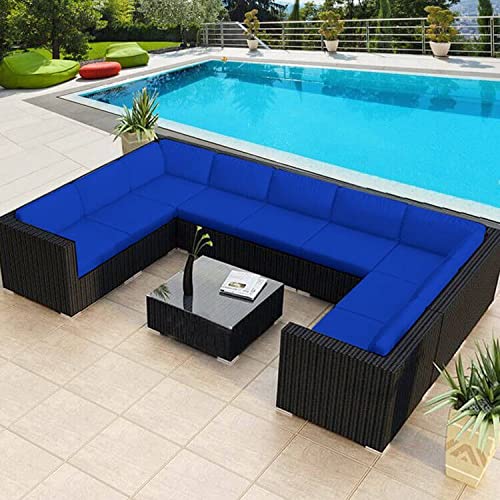 Cinnamonee Patio Cushion Covers, Water Resistant Outdoor Cushion Slipcovers, Patio Sofa Cushion Covers Replacement(20"X22"X4" 2 Pack, Blue)