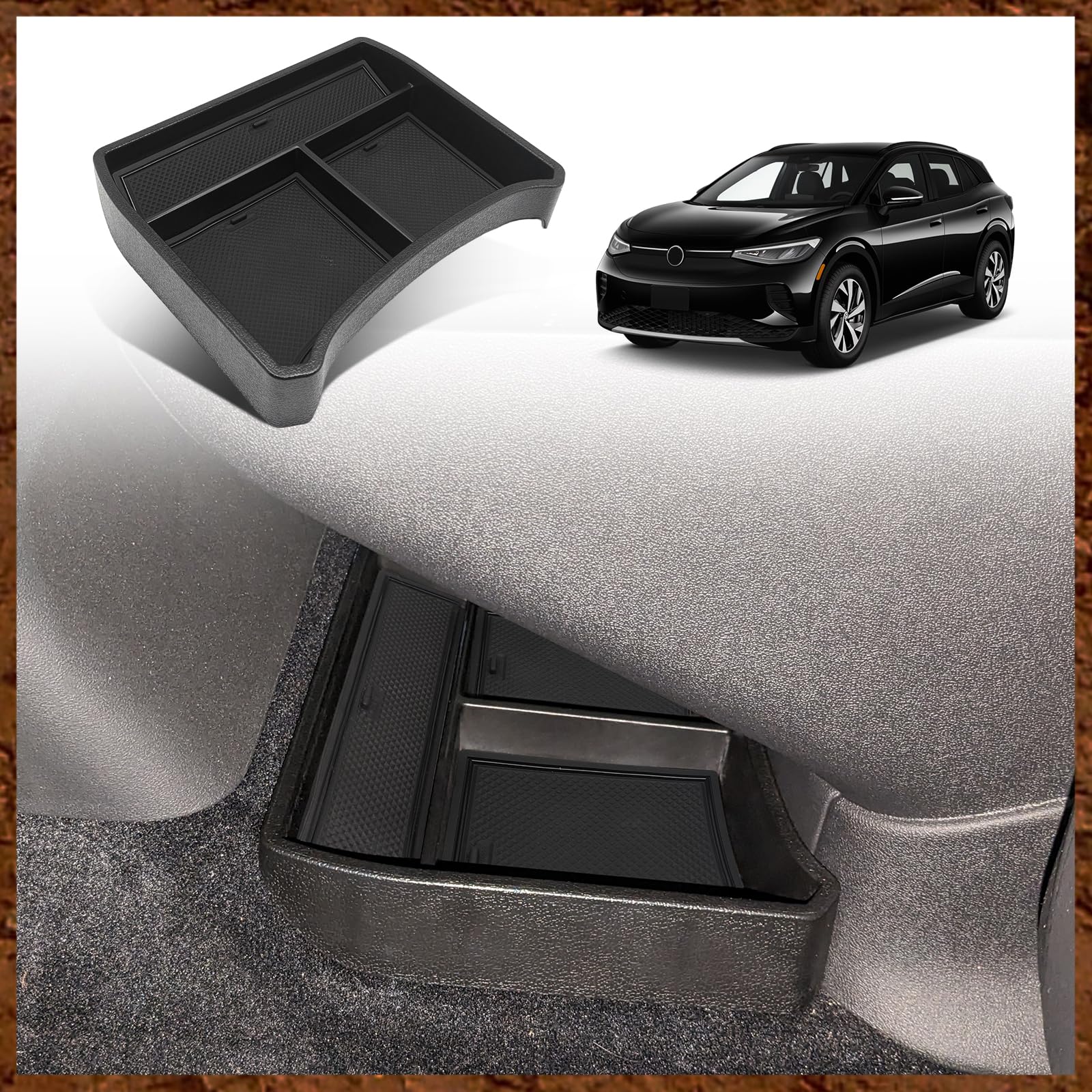 Muslogy for VW 2023 ID4 Lower Console Organizer Upgraded Storage Box Insert Tray Interior Accessories Compatible with Volkswagen ID.4 ID 4 2023 2024 ONLY