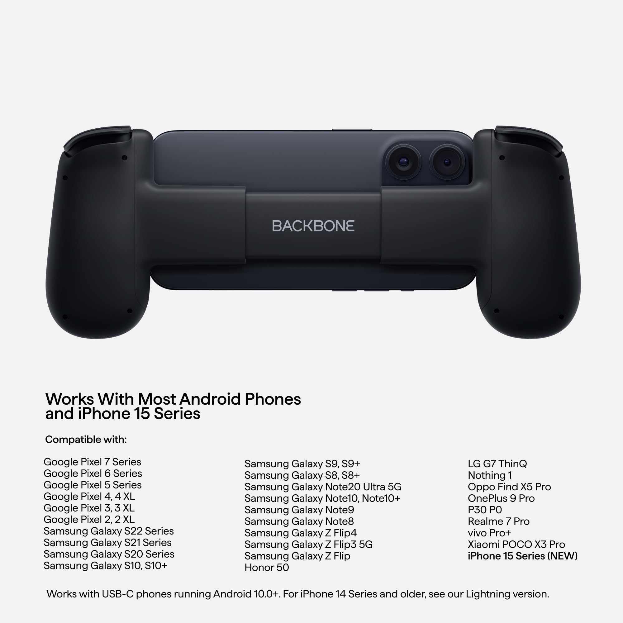 BACKBONE One Mobile Gaming Controller for Android and iPhone 15/16 Series (USB-C) - 2nd Gen - Turn Your Phone into a Gaming Console - Play Xbox, PlayStation, Call of Duty, Roblox, Fortnite & More