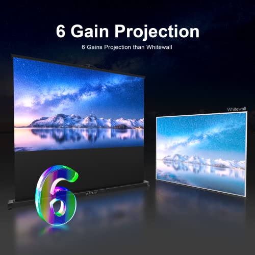 WEMAX 50 Inch ALR Portable Projector Screen, Small Mobile Tabletop Screen, HD 16:9 Pull Up Retractable Projection Screen for Travel Camping Business Presentations Meeting, Any Indoor Outdoor Use