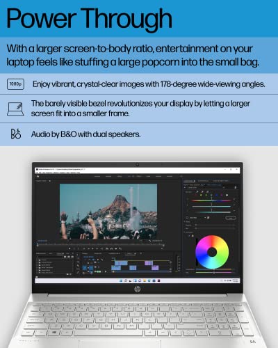 HP Pavilion 15 Laptop, 12th Generation Intel Core i7-1255U Processor, 16 GB RAM, 512 GB SSD, 15.6" Full HD Display, Windows 11 Pro, Fingerprint Reader, Wi-Fi & Bluetooth, HD Webcam (15-eg2025nr 2022)