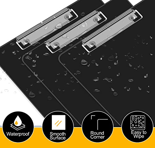 Clipboards, HERKKA 25 Pack Plastic Office Clipboards, Black Color Plastic Clipboards, Low Profile Clip Standard A4 Letter Size, Size 12.5 x 9 Inch