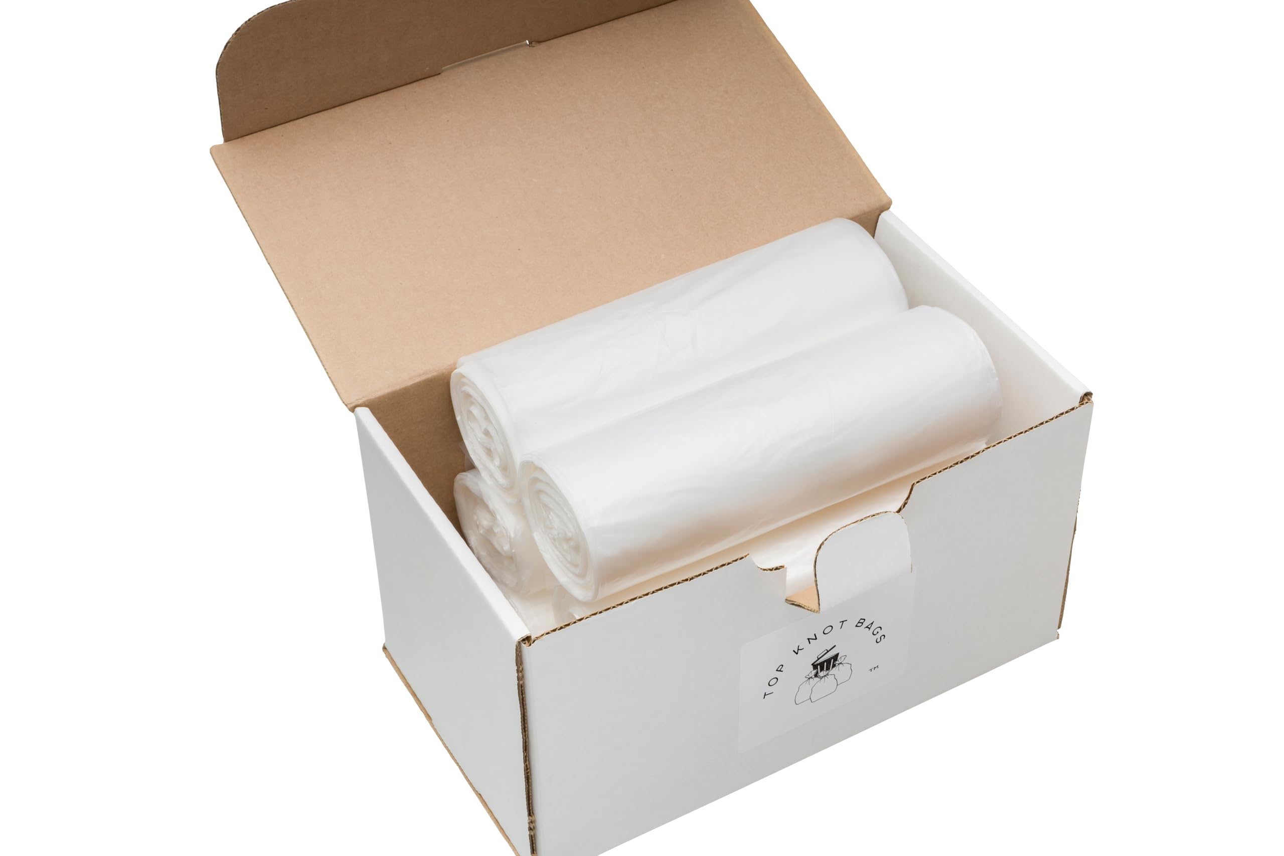 Top Knot Bags 45 Gallon Garbage Trash Bag 40X48" Clear 150 Count Can Liner Bulk 40 Gallon 41 Gallon 42 Gallon 44 Gallon Made in USA
