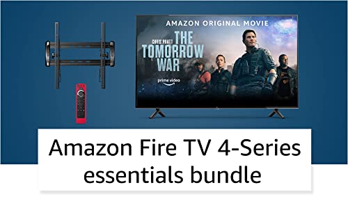 Amazon Fire TV 55" 4-Series 4K UHD smart TV bundle with Universal Tilting Wall Mount and Red Remote Cover