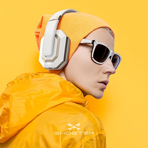 Ghostek soDrop Pro Wireless Headphones Headset Active Noise Canceling HD Hi-Def Audio Technology Hi-Fi Stereo Crystal Clear Sound Enhanced Foldable Built in Microphone (White)