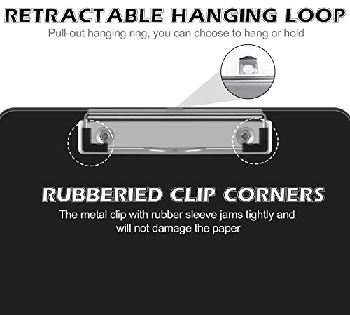 Clipboards, HERKKA 25 Pack Plastic Office Clipboards, Black Color Plastic Clipboards, Low Profile Clip Standard A4 Letter Size, Size 12.5 x 9 Inch