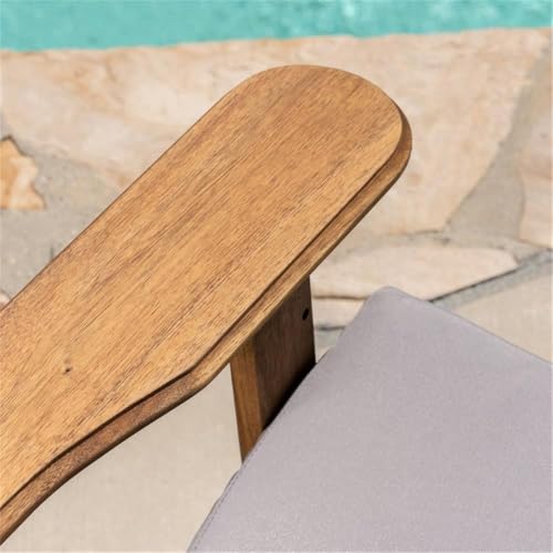 Noble House Malibu Wood Adirondack Chair with Cushion (Set of 2) Natural/Gray