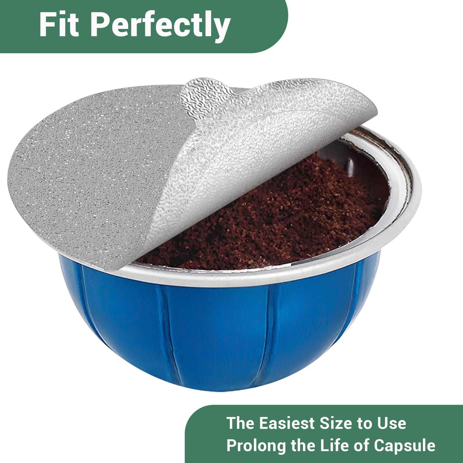 Aluminum Foils Lids to Reuse Vertuoline Capsules Coffee Pods and Refillable Pods,Compatible with Nespresso VertuoLine Machine, 64mm (100pcs)
