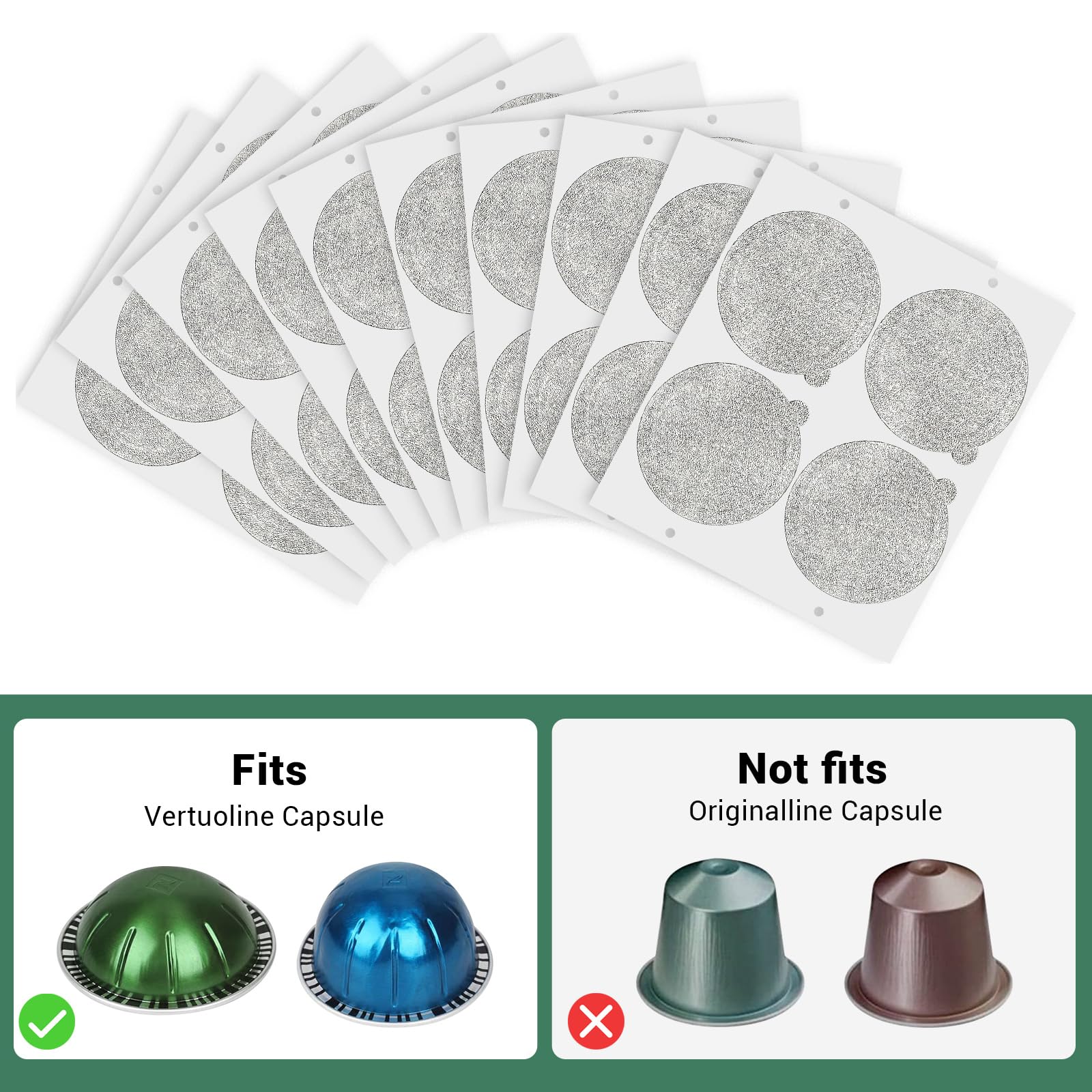 Aluminum Foils Lids to Reuse Vertuoline Capsules Coffee Pods and Refillable Pods,Compatible with Nespresso VertuoLine Machine, 64mm (100pcs)