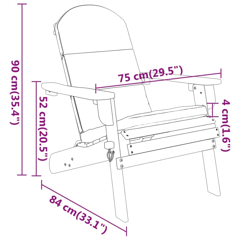 Gecheer Adirondack Patio Chair with Cushions Solid Wood Acacia 1102512A