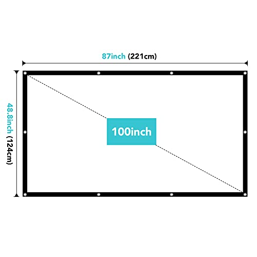 Projector Screen 100 inch, COI Outdoor Movie Screen 16:9 Foldable and Anti-Crease,Portable Projector Screen for Home Theater Outdoor Indoor Support Double Sided Projection