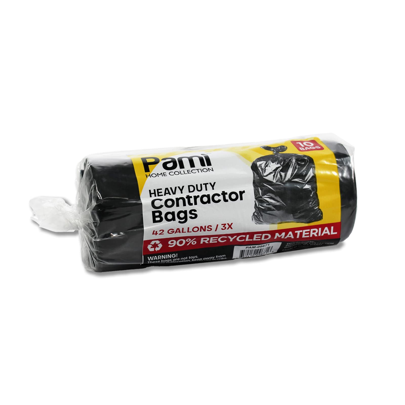 PAMI 42 Gallon Heavy Duty Trash Bags, Tear & Puncture Resistant Black Construction Bags, Contractor Bags for Yard Waste, Construction Sites
