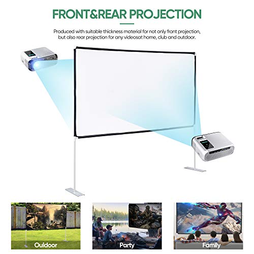 ZENY Projector Screen with Stand 100 Inch 16:9 HD Washable & Wrinkle Free 4K Projection Screen for Outdoor Movie Double Side Video Screen for Home Theater,Camping