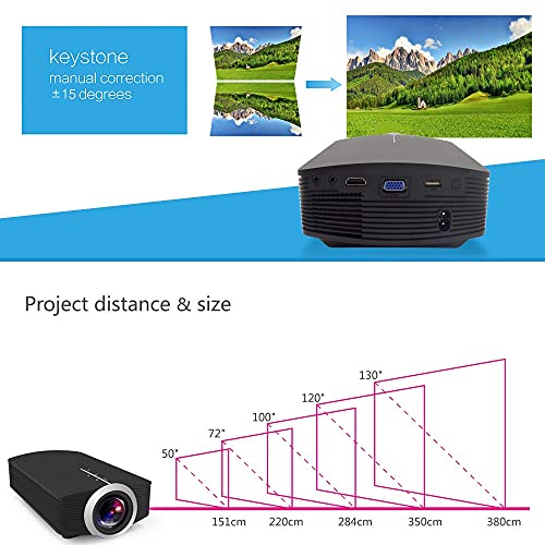 FZZDP YG500/YG510 Mini Projector Support 1080P 1800Lumen Portable LCD LED Projector Home Cinema USB Beamer Bass Speaker ( Size : YG500 )