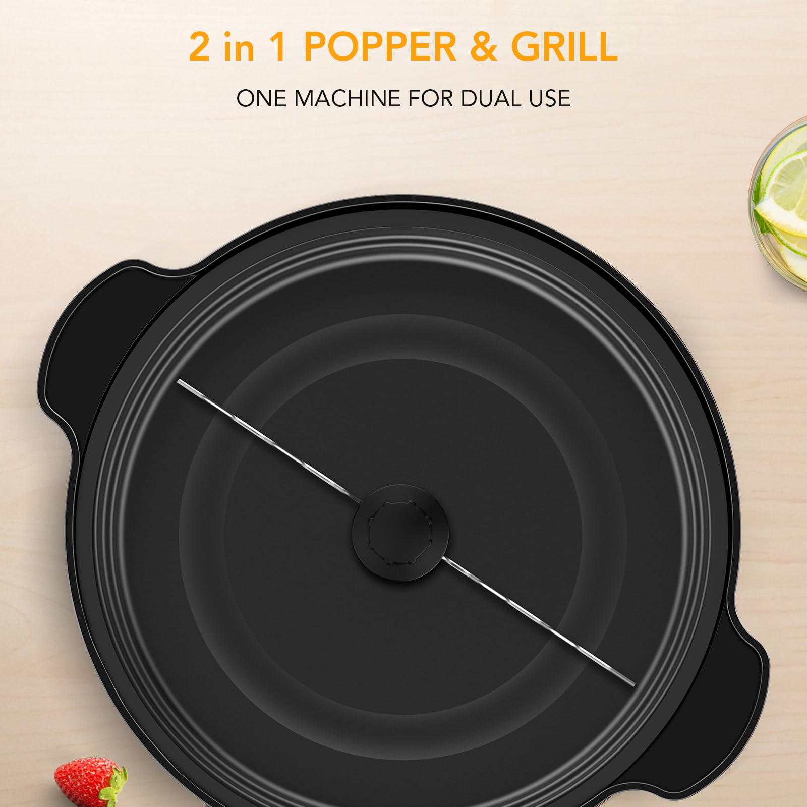 Stir Popcorn Popper, Electric Hot oil Popcorn Popper Maker with Nonstick Plate and Clear Bowl, Popcorn Machine 10-Cup Great for Home Party Kids