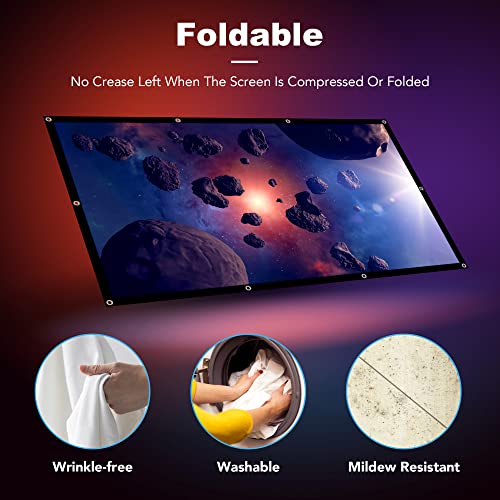 Projector Screen 100 inch, COI Outdoor Movie Screen 16:9 Foldable and Anti-Crease,Portable Projector Screen for Home Theater Outdoor Indoor Support Double Sided Projection