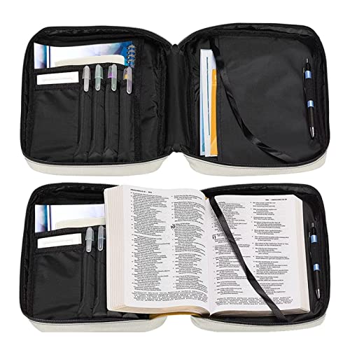 Buybai Bible Covers for Women Large Capacity Asethetic Bunny Bible Cases Easter Cross Eggs Study Book Protective Removable