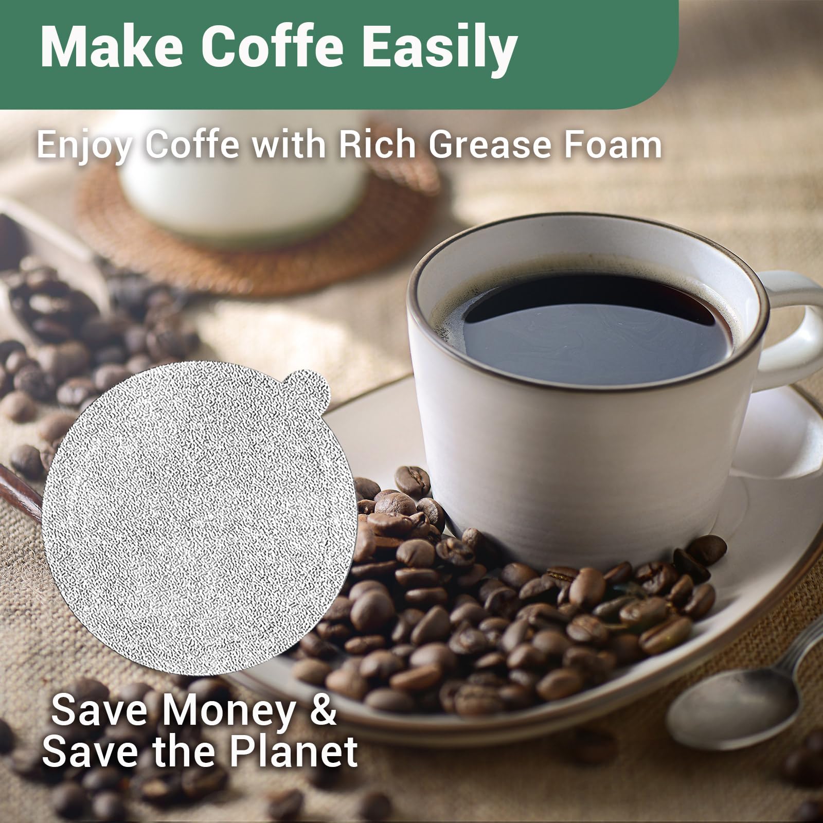 Aluminum Foils Lids to Reuse Vertuoline Capsules Coffee Pods and Refillable Pods,Compatible with Nespresso VertuoLine Machine, 64mm (100pcs)