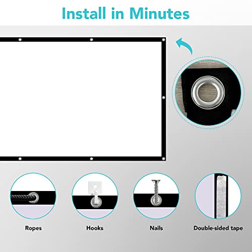 Projector Screen 100 inch, COI Outdoor Movie Screen 16:9 Foldable and Anti-Crease,Portable Projector Screen for Home Theater Outdoor Indoor Support Double Sided Projection