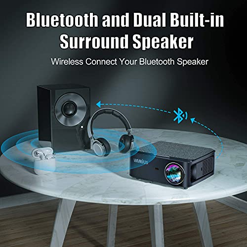 5G WiFi Bluetooth 5.2 4K Projector, WiMiUS Newest K1 Outdoor Video Projector Native 1080P 60Hz Projector Support 4P/4D Keystone, Zoom 500" Screen PPT 200,000H Works with PC DVD PS5 Smartphones