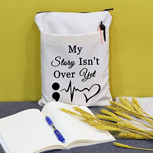 Zuo Bao Semicolon Book Pouch Semicolon Gift My Story Isn't Over Yet Suicide Awareness Book Sleeve Inspirational Gift Keep Going Gift(My Story Isn't Over Yet)