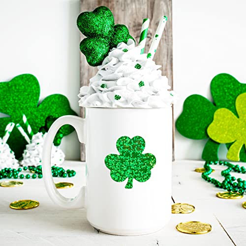 Whaline 800Pcs Shamrock Shape Glitter Stickers St. Patrick's Day Holographic Stickers Lucky Clover Shinny Label Tag Self-Adhesive Stickers for Irish Holiday Party Boxes Cards Seal Envelopes