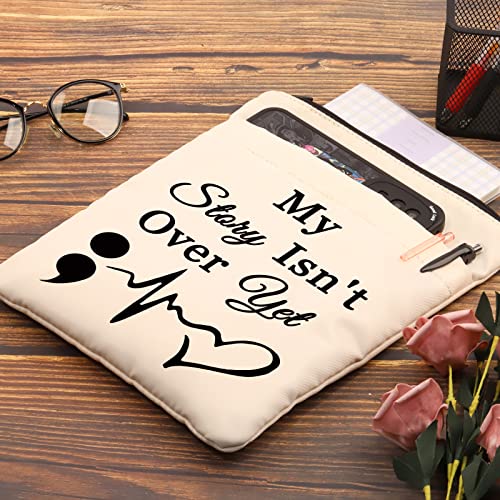 Zuo Bao Semicolon Book Pouch Semicolon Gift My Story Isn't Over Yet Suicide Awareness Book Sleeve Inspirational Gift Keep Going Gift(My Story Isn't Over Yet)