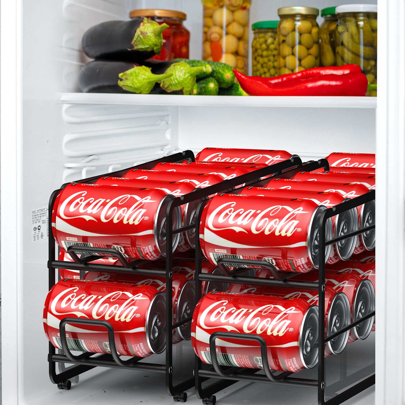 CANYAVE Can Orgaziner for Pantry, Can Organizer Can Storage Dispenser Rack for Pantry, Cabinet, Kitchen 3-Tier (Black)