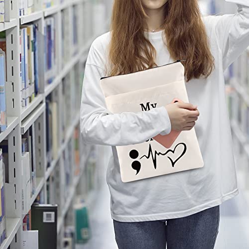Zuo Bao Semicolon Book Pouch Semicolon Gift My Story Isn't Over Yet Suicide Awareness Book Sleeve Inspirational Gift Keep Going Gift(My Story Isn't Over Yet)