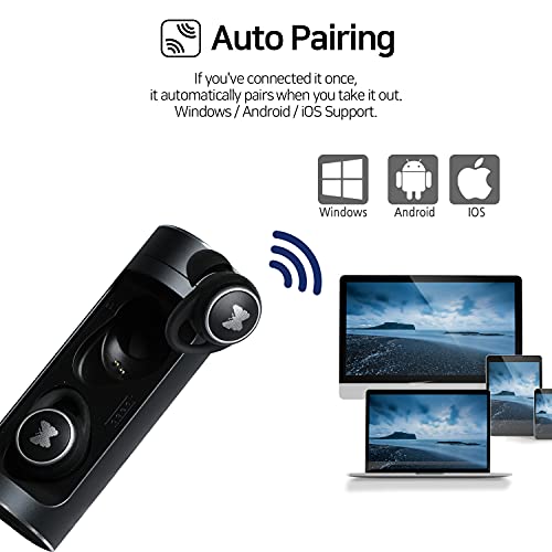 Summonerbuds AI Black (Gray Silicon Case) Bluetooth 5.0 True Wireless Earbuds IPX6 Waterproof, in-Ear Earphones with Microphone