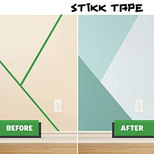 3 Pack 1" x 60yd STIKK Green Painters Tape 14 Day Easy Removal Trim Edge Finishing Masking Tape (.94 in 24MM)